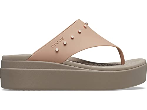 Crocs Women's Brooklyn Platform Flip Flops, Cork/Mushroom, Numeric_11