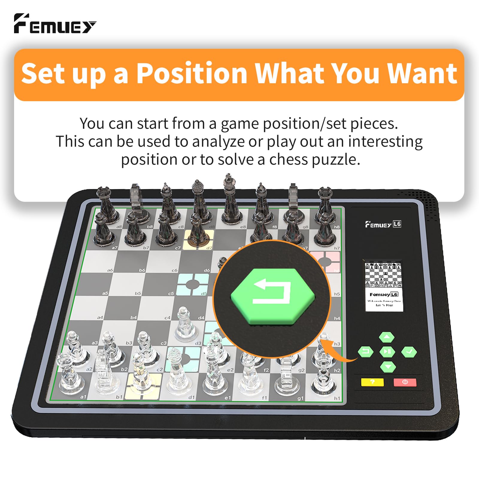 Electronic Chess Set, Chess Set Board Game, Computer Chess Game, Electronic Chess Game, LEDs,Built-in Battery, Great Partner for Play and Practice