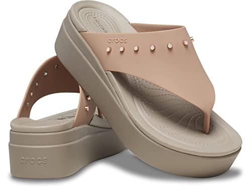 Crocs Women's Brooklyn Platform Flip Flops, Cork/Mushroom, Numeric_11