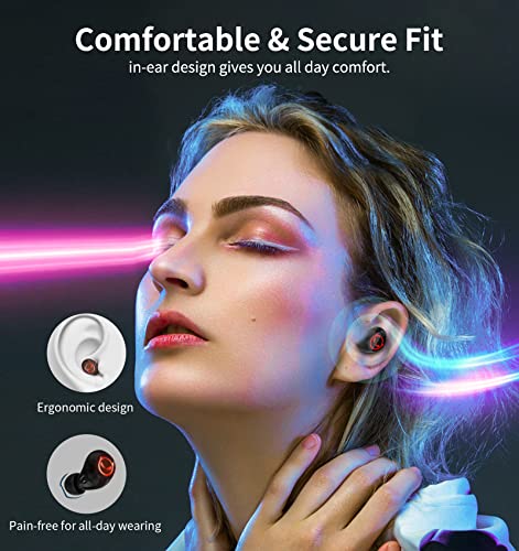 Togetface Wireless Earbuds,Bluetooth in Ear Headphone with Microphone Comfort&Lightweight Earphone with Noise Cancellation,3D Surround Stereo Bass,Long Life Portable Mini Charging Case for Sport