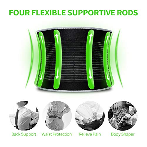 VOHUKO Waist Trimmer for Men, Widening Waist Trainer Ab Belt Sweat Wrap for Stomach and Back Lumbar Support Black