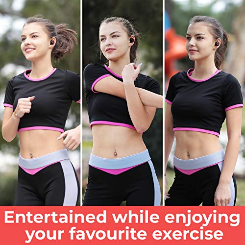 GR8IM Wireless Earbuds TWS Stereo Bluetooth 5.0 in-Ear Headphones with Deep Bass, Built-in Mic, Answer Phone Call Earphone IPX5 Waterproof Sports Earpiece with Charging Case