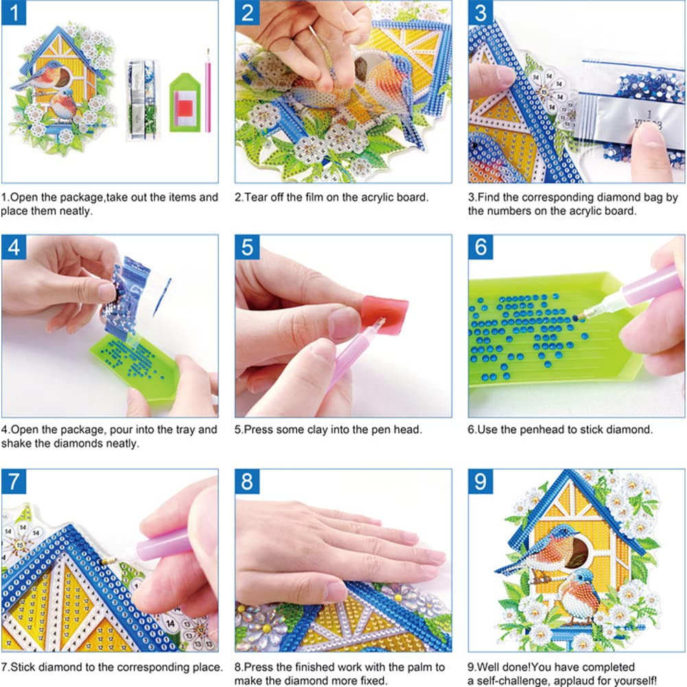 Alloyseed Christmas Diamond Painting Tabletop Kit Diamond Art Table Top Ornament 5D DIY Diamond Painting Kits Xmas Decor Desktop for Home Office Decor Adults Beginner DIY Crafts Gift for Christmas