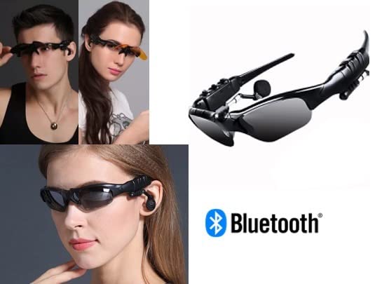 eBhag868 Smart Sport Sunglasses with UV Protection and Wireless Bluetooth for Handsfree Headphone (Black)
