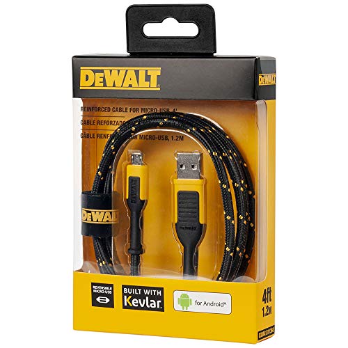 DEWALT Reinforced Braided Cable for Micro-USB, Micro-USB Cable, USB to Micro-USB Cable, Android Charger Cord, Phone Charger Android, Micro USB Cable 4ft