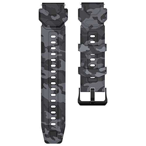 AMAZTIM Compatible C20 Camouflage Bands, Silicone Replacement Wristbands Sport Strap with Metal Buckle Compatible C20 PRO/C20 Smart watch Black