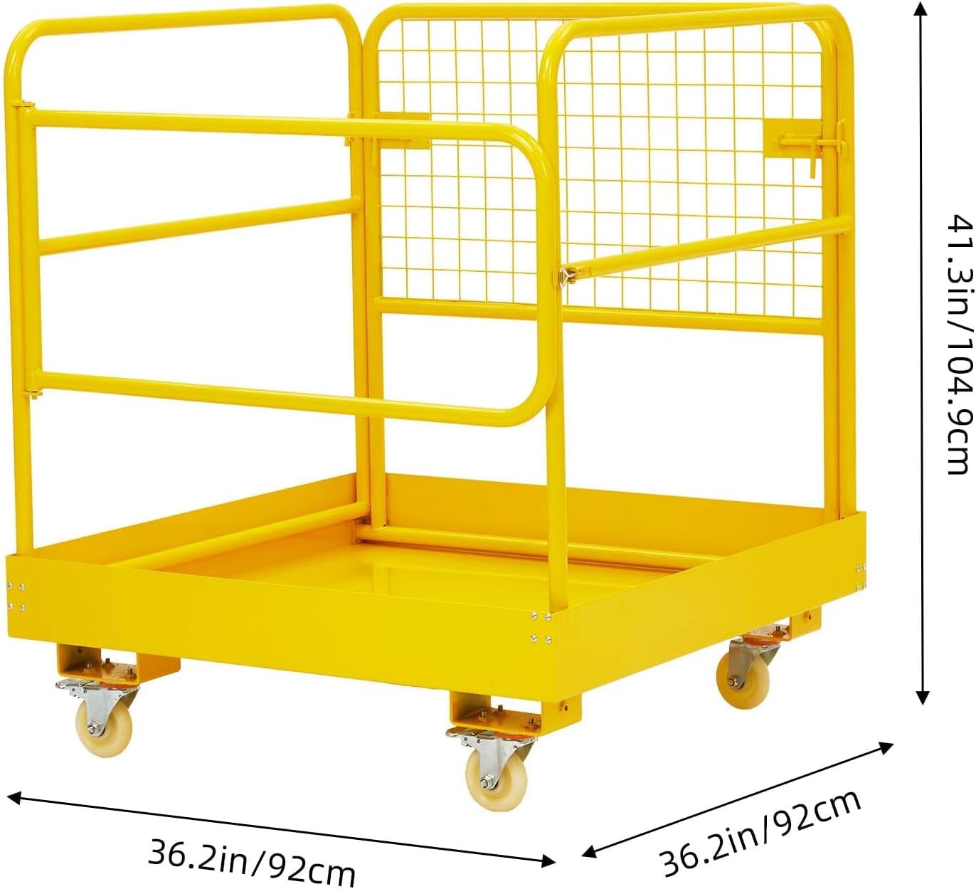PioneerWorks Forklift Safety Cage, 36"x36" inch Heavy Duty Collapsible Forklift Work Platform,1200LBS Capacity with 4 Universal Wheels, for Most Aerial Jobs