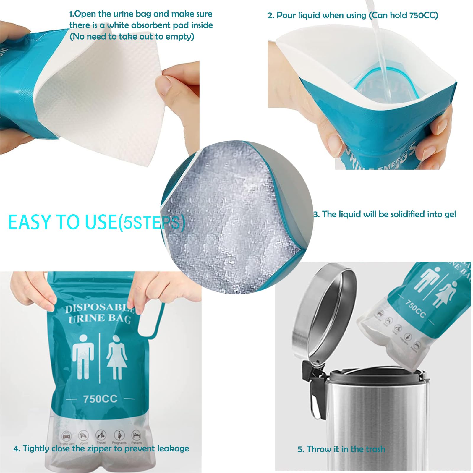 12pcs Disposable Urine Bags Pee Bag for Travel Emergency Portable Urinal Bag Sap Bags Vomit Bags Unisex Urinal Bag