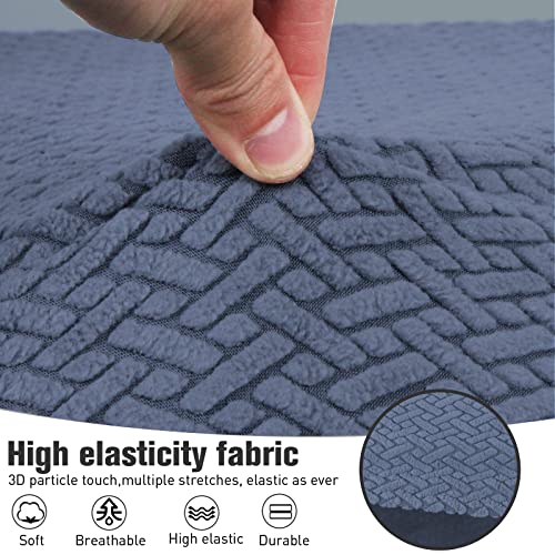 RV Dinette Cushion Covers, Stretch Printed Couch Covers with Jacquard Fabric - Camper Slipcovers Set Includes 1 Sofa Seat Cushion Cover & 1 Cushion Cover, Washable & Easy Fitted (Dark blue, 2 Sets)