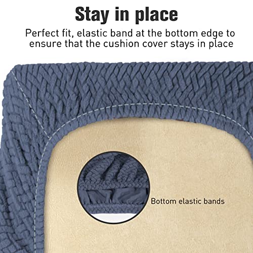 RV Dinette Cushion Covers, Stretch Printed Couch Covers with Jacquard Fabric - Camper Slipcovers Set Includes 1 Sofa Seat Cushion Cover & 1 Cushion Cover, Washable & Easy Fitted (Dark blue, 2 Sets)