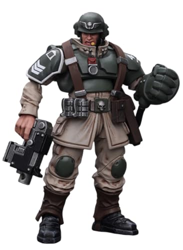 HiPlay JoyToy Warhammer 40K Collectible Figure: Astra Militarum Cadian Command Squad Veteran Sergeant with Power Fist 1:18 Scale Action Figures JT7936 (Veteran Sergeant with Power Fist)