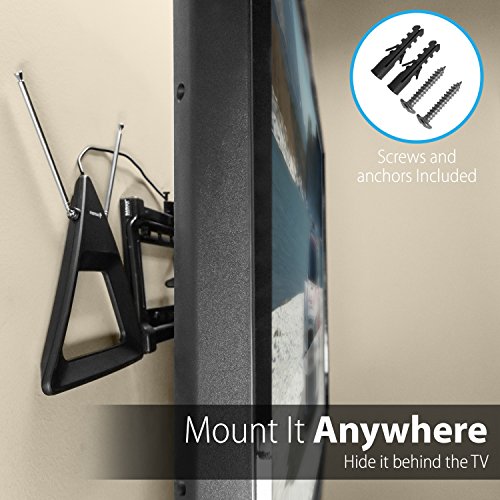 Fosmon HDTV Antenna 25-40 Miles Range, Indoor Rabbit Ear TV Antenna, Retractable Dipoles [Wall Mountable or Tabletop] with 5FT Cable Support 4K Ready, ATSC 3.0, UHF, VHF, 1080p Free TV Channel