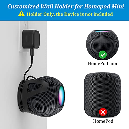 PlusAcc for HomePod Mini Wall Mount - Holder Mount Compatible with Homepod Mini, No Muffled Sound, with Cord Management, Space Saving Accessories for Home Pod Mini (Black)