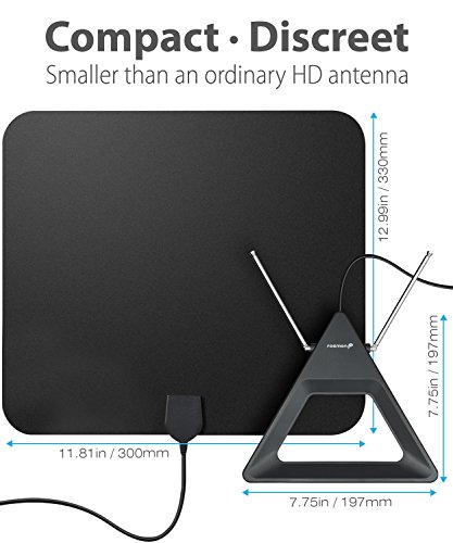 Fosmon HDTV Antenna 25-40 Miles Range, Indoor Rabbit Ear TV Antenna, Retractable Dipoles [Wall Mountable or Tabletop] with 5FT Cable Support 4K Ready, ATSC 3.0, UHF, VHF, 1080p Free TV Channel