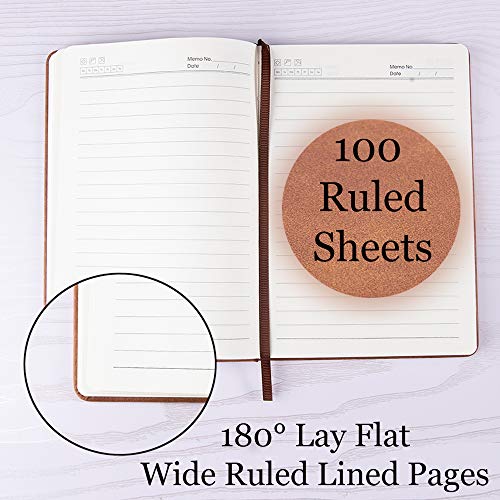 Tree of Life Journals For Women & Men A5 Lined Wide Ruled Writing Personal Diary Notebooks 180° Lay Flat Thick Paper Hard Cover Leatherette 200 Pages(Blue)