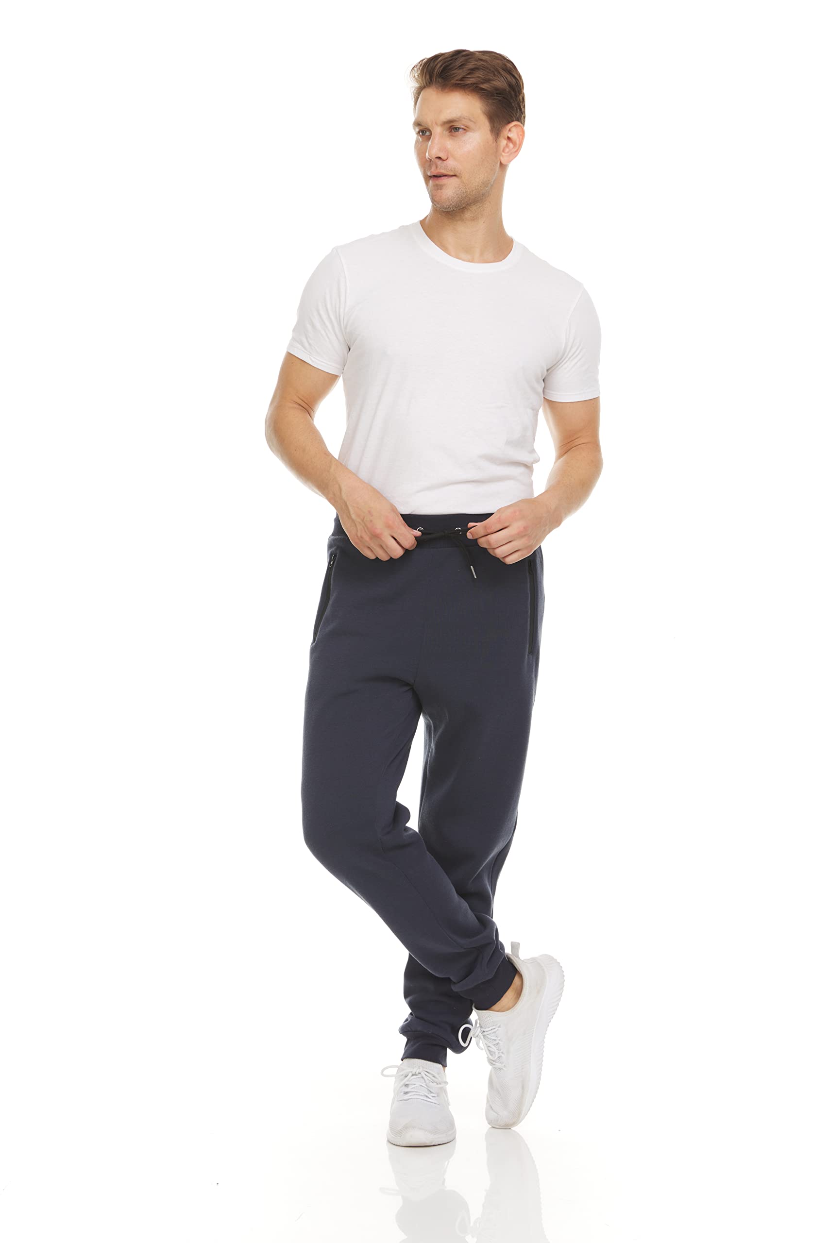 PURE CHAMP Mens 3 Pack Fleece Active Athletic Workout Jogger Sweatpants for Men with Zipper Pocket and Drawstring Size S-3XL (Large, Set 2)