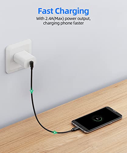 SUNGUY USB C to Micro USB OTG Cable, [2-Pack,1FT/0.3M] Short 90 Degree Angled Type C to Micro USB Android Charger Cable Compatible for MacBook Pro Air S21 S20 S10 Pixel 5/4/3/2 etc.