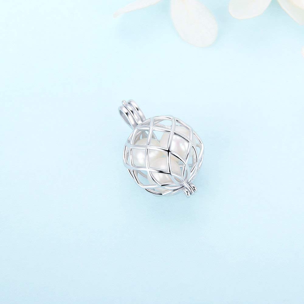 LGSY Sterling Silver Twisted Ball Cage Pendant for Pearl Jewelry Making, DIY Charms for Adorable Gift
