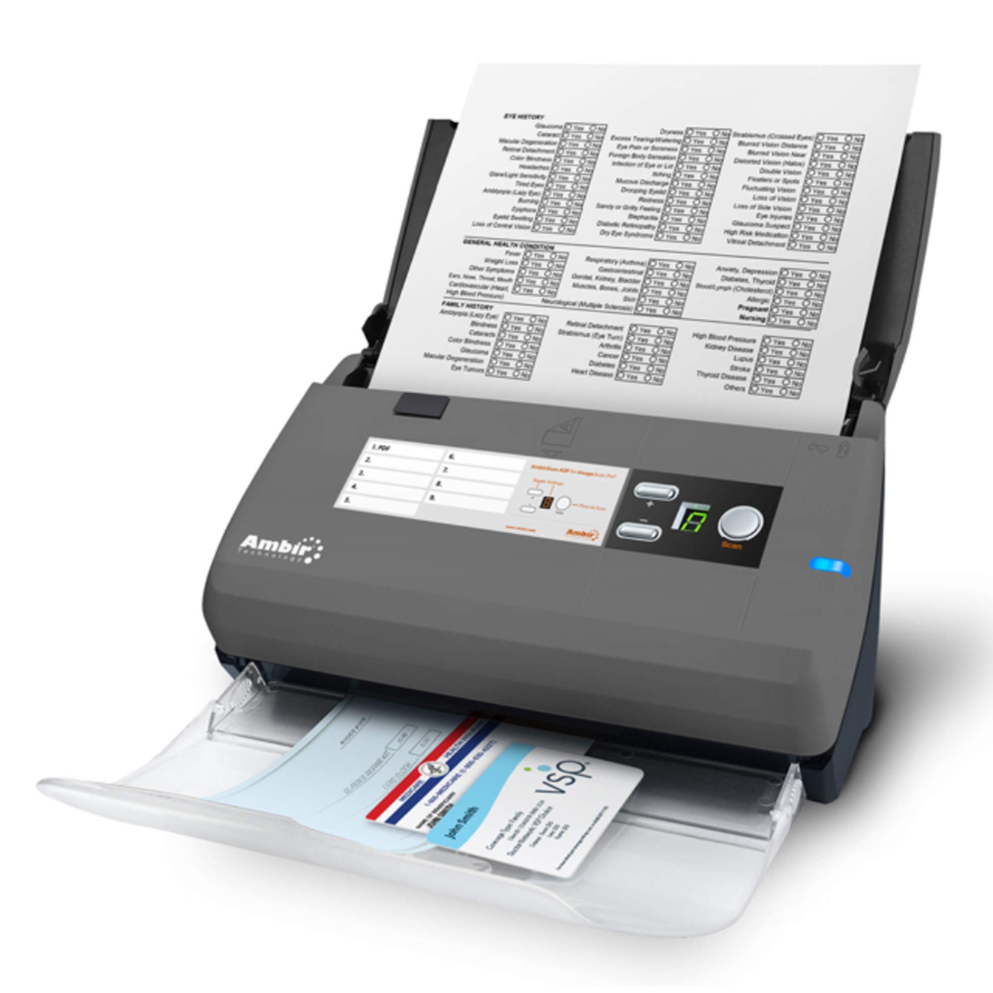 Ambir ImageScan Pro 830ix-BCS 30ppm High-Speed ADF Scanner for Windows PC with Business Card Software