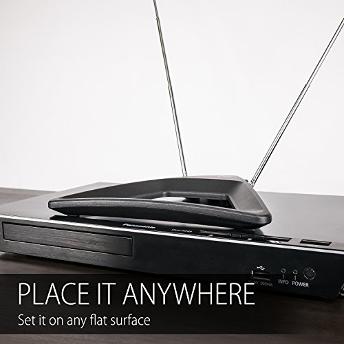 Fosmon HDTV Antenna 25-40 Miles Range, Indoor Rabbit Ear TV Antenna, Retractable Dipoles [Wall Mountable or Tabletop] with 5FT Cable Support 4K Ready, ATSC 3.0, UHF, VHF, 1080p Free TV Channel