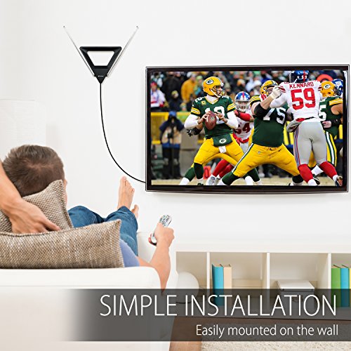 Fosmon HDTV Antenna 25-40 Miles Range, Indoor Rabbit Ear TV Antenna, Retractable Dipoles [Wall Mountable or Tabletop] with 5FT Cable Support 4K Ready, ATSC 3.0, UHF, VHF, 1080p Free TV Channel