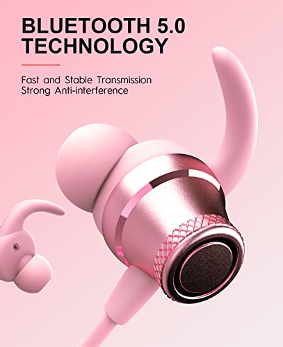 Tecno Wireless Bluetooth Headphones with Microphone, 38H Playtime Neckband Wireless Headphones, (B1-Black+Bule+Pink)