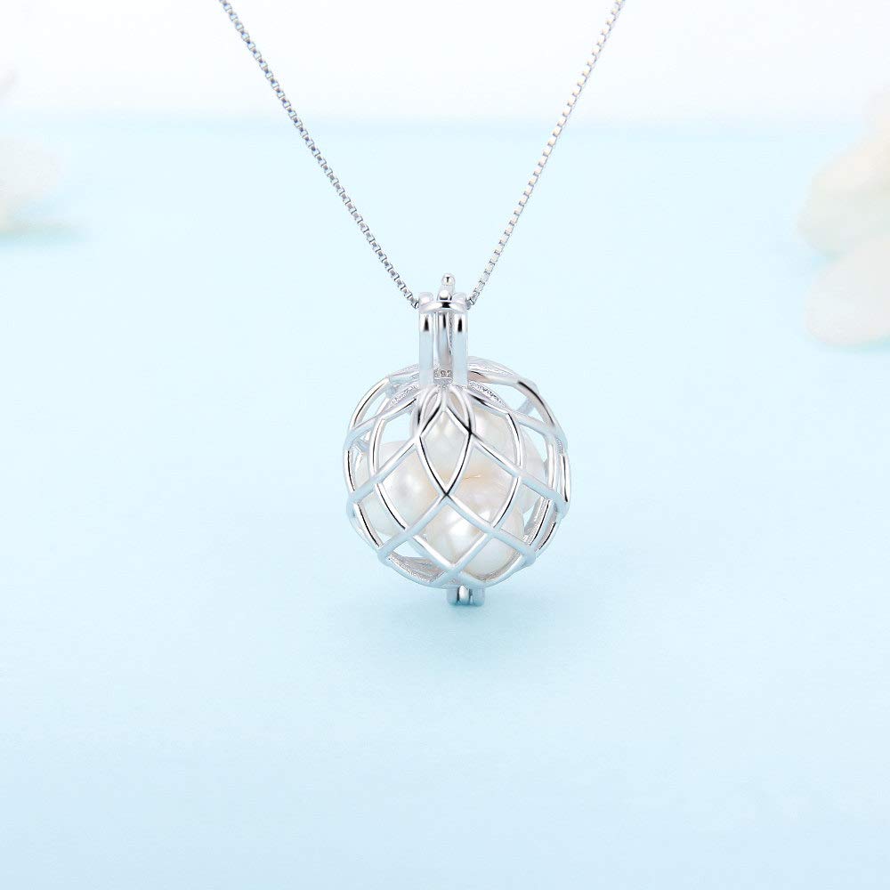LGSY Sterling Silver Twisted Ball Cage Pendant for Pearl Jewelry Making, DIY Charms for Adorable Gift