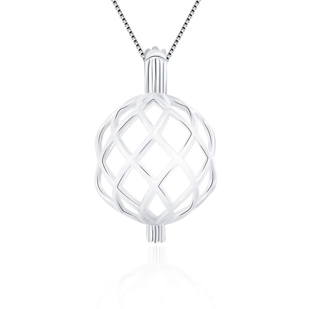 LGSY Sterling Silver Twisted Ball Cage Pendant for Pearl Jewelry Making, DIY Charms for Adorable Gift