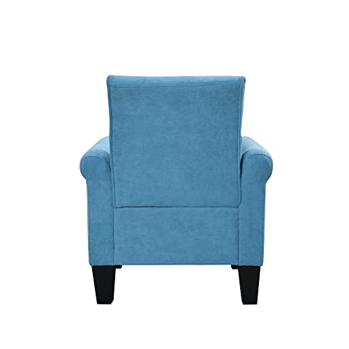 AnwickNomo Linen Fabric Upholstered Reclining Chair, Lounge Arm Chair, Comfy Single Sofa Chair for Reading, Living Room, Bedroom, Office，Waiting Room (Light Blue)