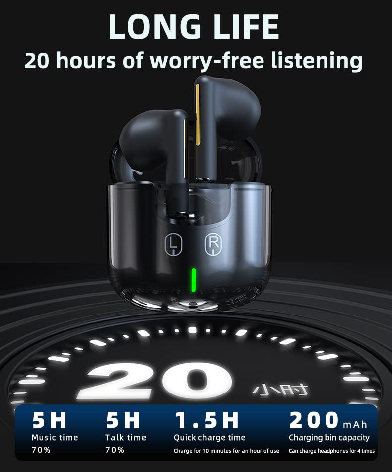 LmtLessDeals True Wireless Bluetooth Earbuds Smart Touch BT 5.3 (Black)