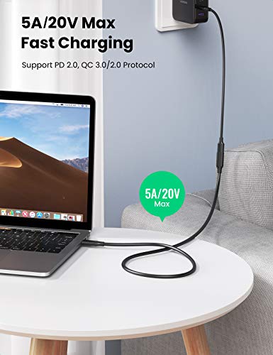 UGREEN USB Type C Extension Cable (10Gbps), USB 3.2 Type C Male to Female Fast Charging, Thunderbolt 3 Compatible with MacBook Pro iPad Pro Dell XPS Surface Switch DJI Mavic Dongle Hub,3FT