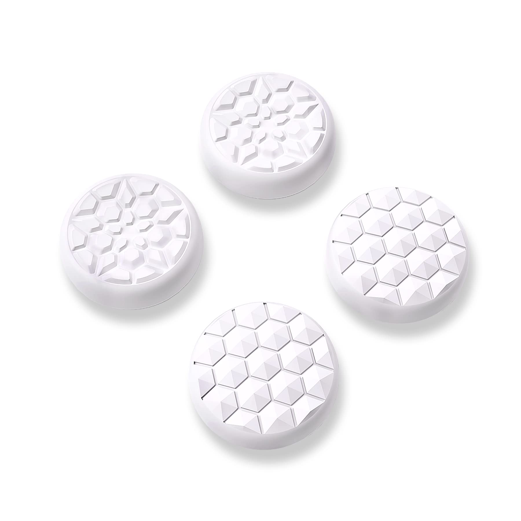 PlayVital Thumb Grip Caps for Steam Deck LCD, Silicone Thumbsticks Grips Joystick Caps for Steam Deck OLED - Diamond Grain & Crack Bomb Design White