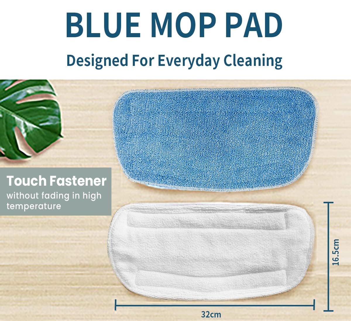 sandoo Steam Mop Pads, 4 Pack Household Washable Pads for SC1050 Steam Mop, Replacement Microfiber Mop Pads, with Touch Fastener, for Various Floors, 2 White and 2 Blue, SC0001