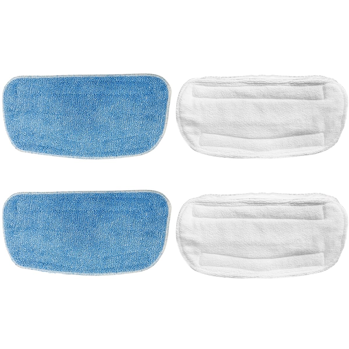 sandoo Steam Mop Pads, 4 Pack Household Washable Pads for SC1050 Steam Mop, Replacement Microfiber Mop Pads, with Touch Fastener, for Various Floors, 2 White and 2 Blue, SC0001