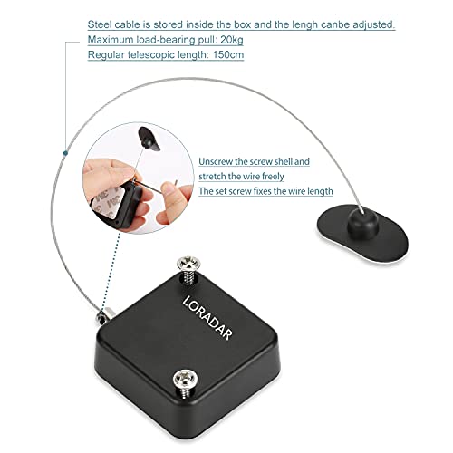 LORADAR Retractable Cable Lock with Double-Sided Adhesive, Remote Control Security Lock , Remote Control Anti-Lost Rope for TV, DVD, Hardware Cable Lock ,No More Searching for The TV Remote .