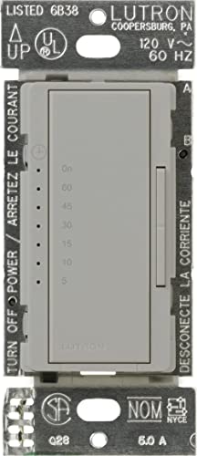 Lutron Maestro In-Wall Digital Timer, 5A Light/3A Fan, Single-Pole, MA-T51-GR, Gray