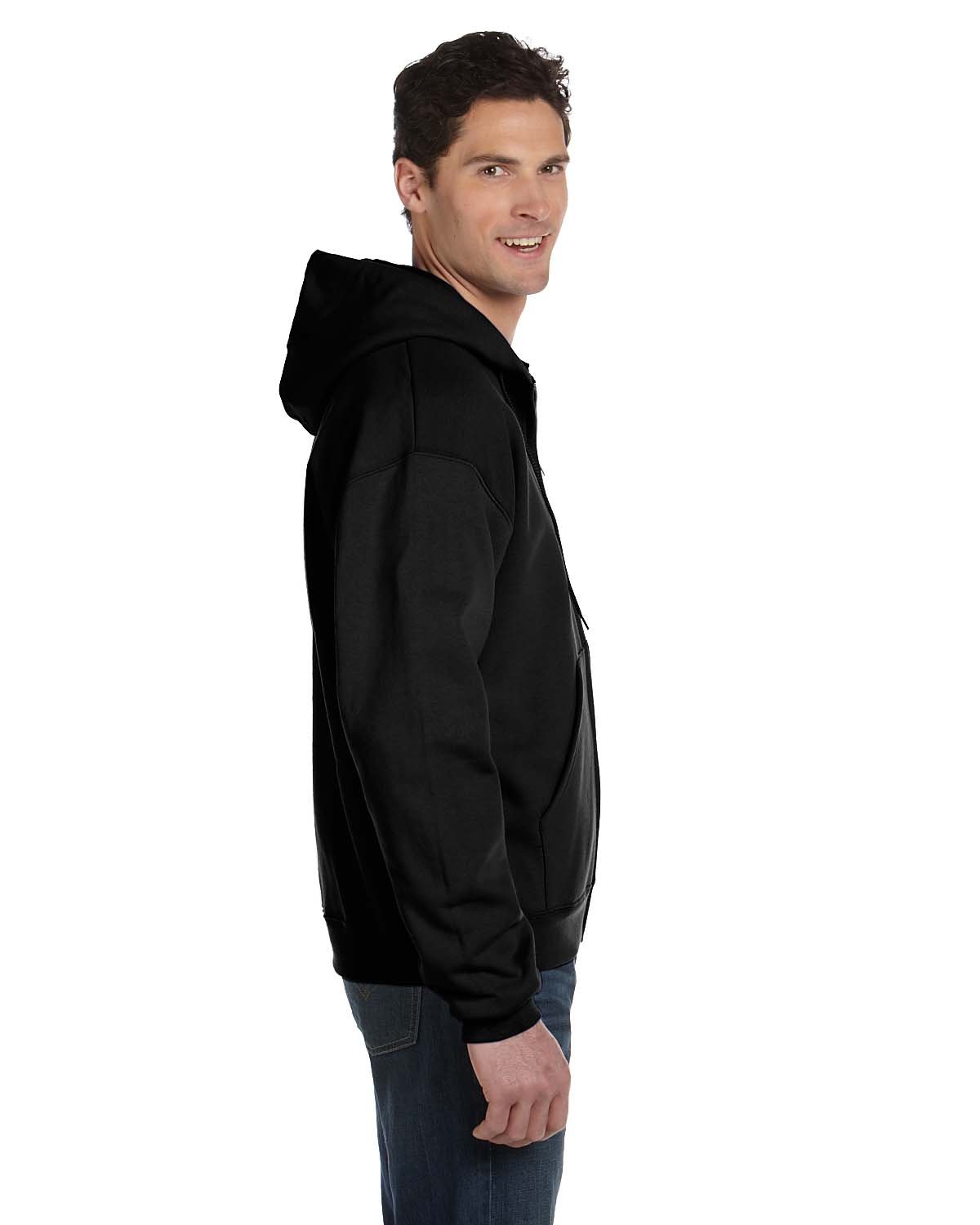 Champion Adult 50/50 Full-Zip Hooded Sweatshirt, Black, Large