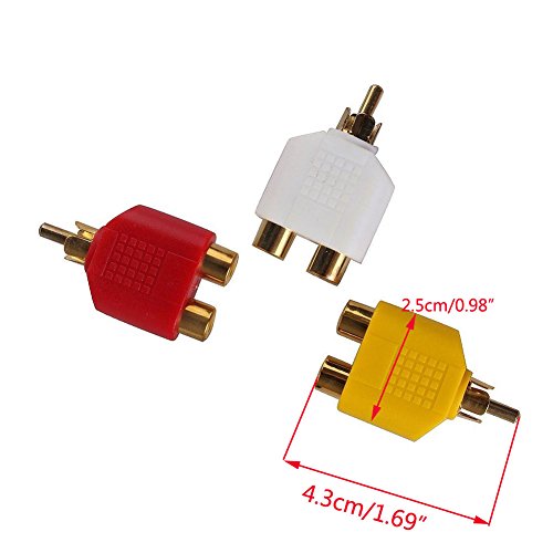 yueton 4pcs RCA Y Splitter Adapter 2 Female to 1 Male for Audio Video Av Tv Cable Convert
