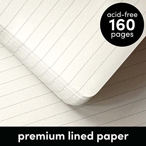 PAPERAGE Lined Journal Notebooks, 10 Pack, (Black), 160 Pages, Medium 5.7 inches x 8 inches - 100 GSM Thick Paper, Hardcover