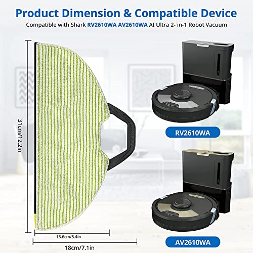 5-Pack Replacement Mopping Pads Compatible with Shark RV2610WA AV2610WA RV2620WD RV2410WD AI Ultra 2- in-1 Robot Vacuum, Washable Reusable Replacement Microfiber Soft Pads(NOT for RV2001/2002 )