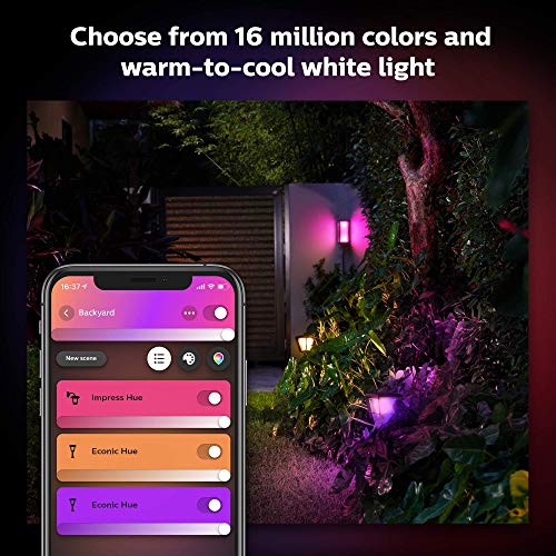 Philips Hue Econic White & Color Ambiance Outdoor Smart Pathway Light Base Kit + Light Extension + Smart Hub