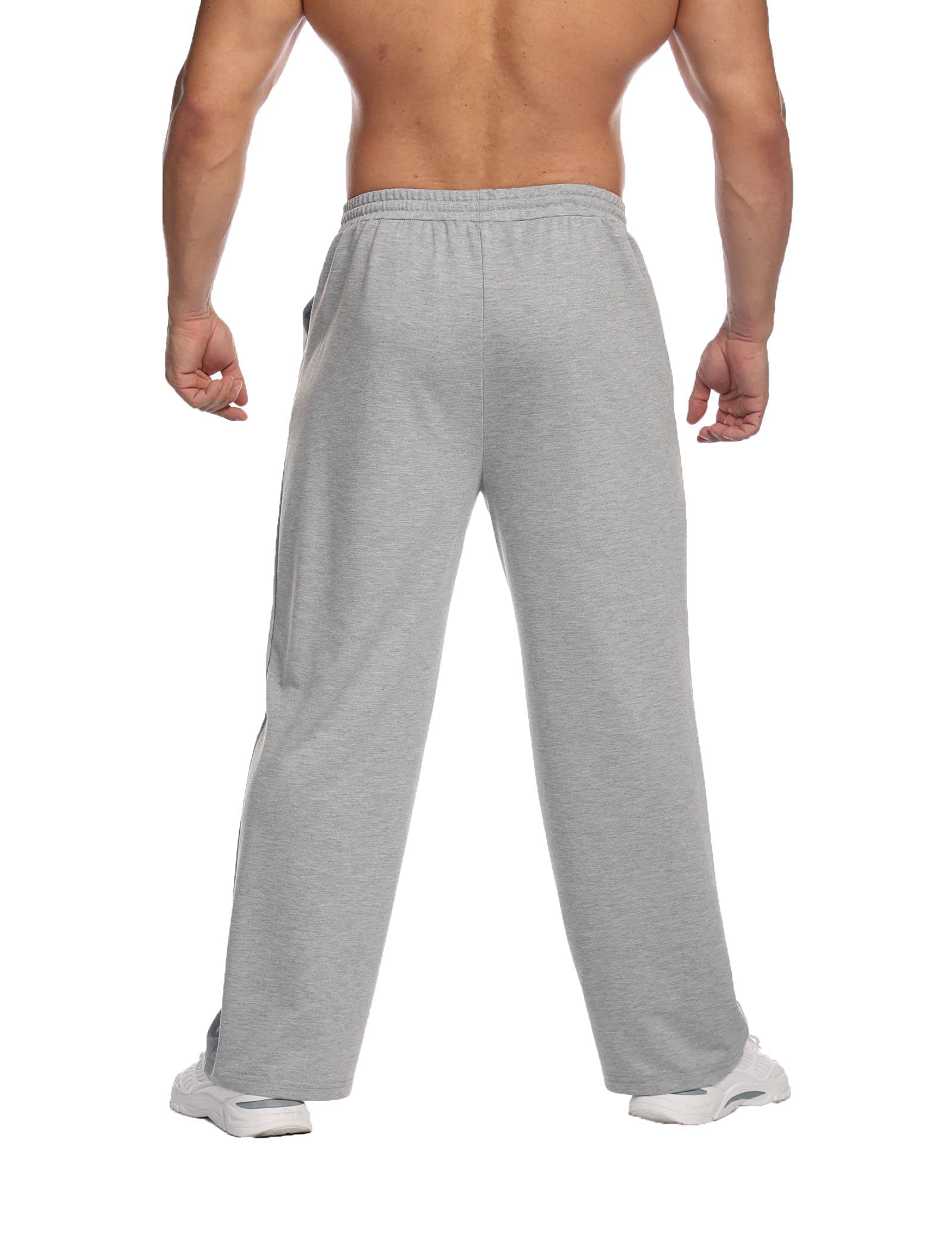 Deyeek Mens Lightweight Sweatpants Open Bottom Jogging Pants Straight Leg Men's Sweat Pants Gym Workout Grey Sweatpants Men