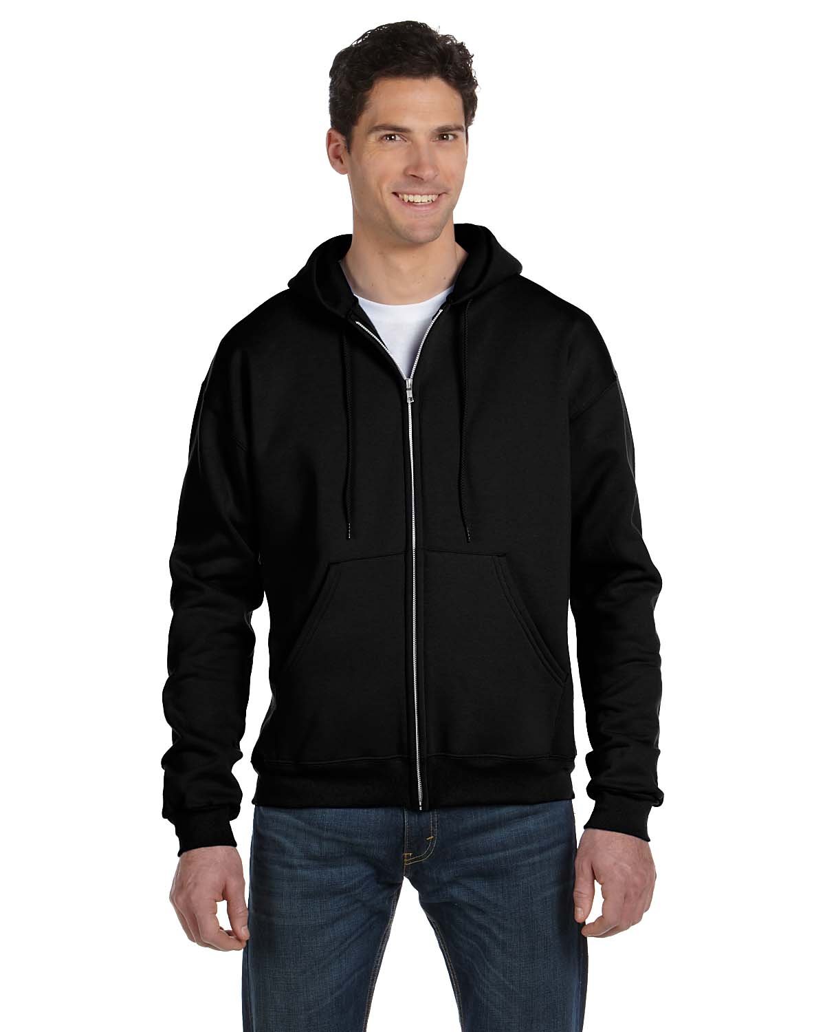 Champion Adult 50/50 Full-Zip Hooded Sweatshirt, Black, Large