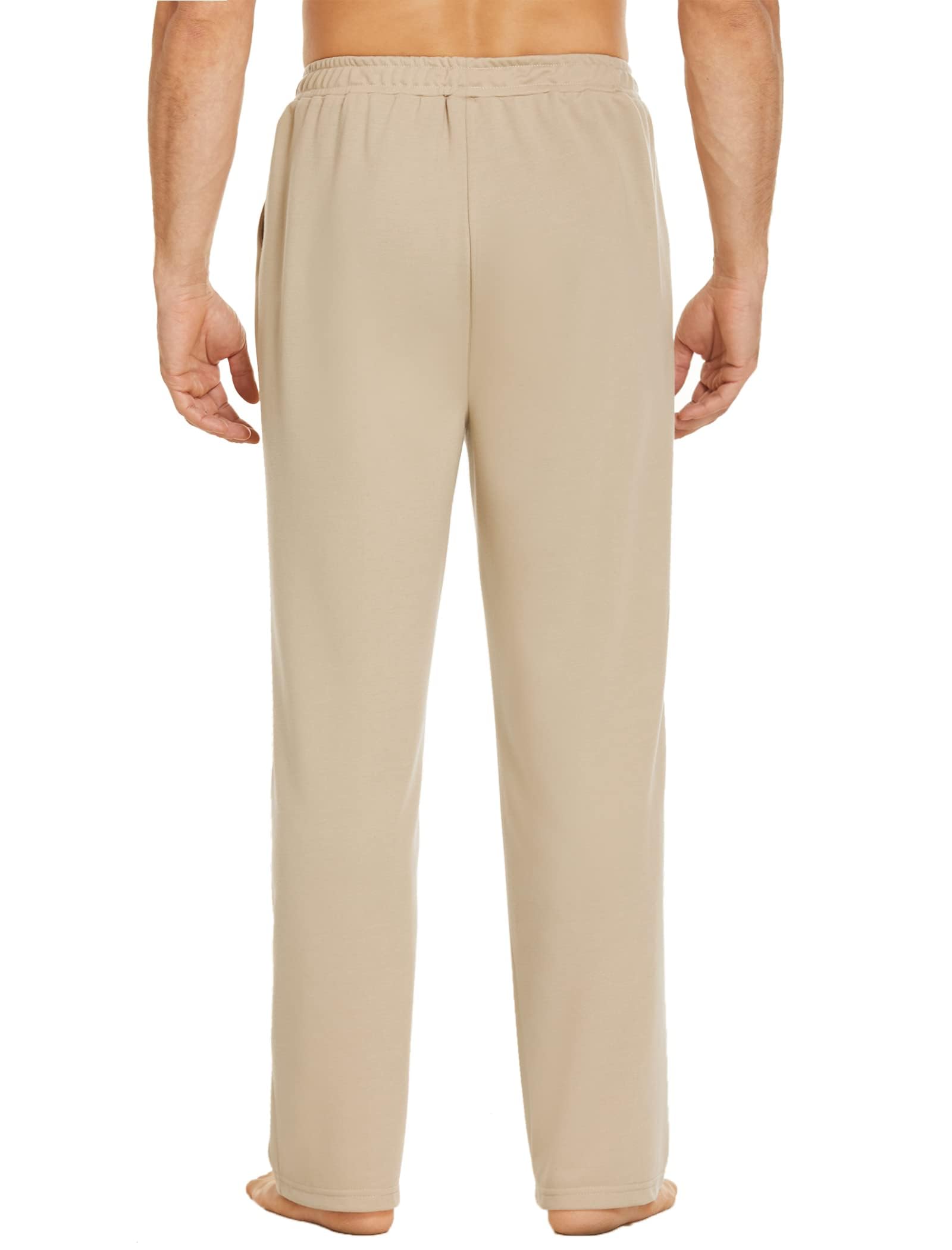 Deyeek Men's Sweatpants Open Bottom Baggy Sweat Pants with Pockets Khaki Sweatpants Men Straight Leg Loose Fit Lounge Pants