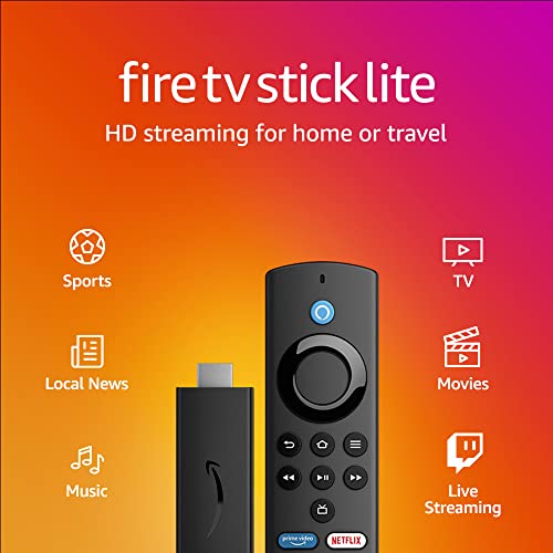 Fire TV Stick Lite, free and live TV, Alexa Voice Remote Lite, smart home controls, HD streaming
