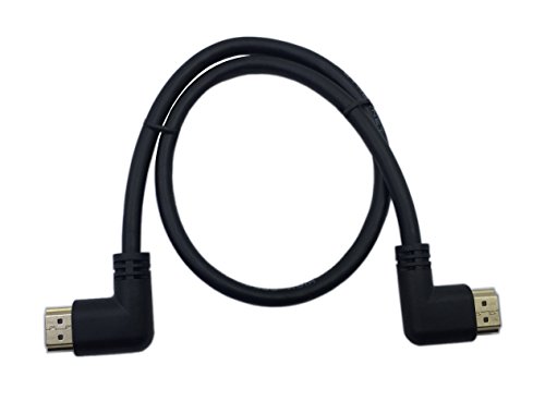 Cerrxian 0.5m High Speed HDMI 2.0 HDMI Left Angle Male to HDMI Right Angle Male Short Cable Ultra HD 4k x 2k HDMI Cable Supports Ethernet, 3D, 4K and Audio for TVs, Laptops(Black)(lm-rm)
