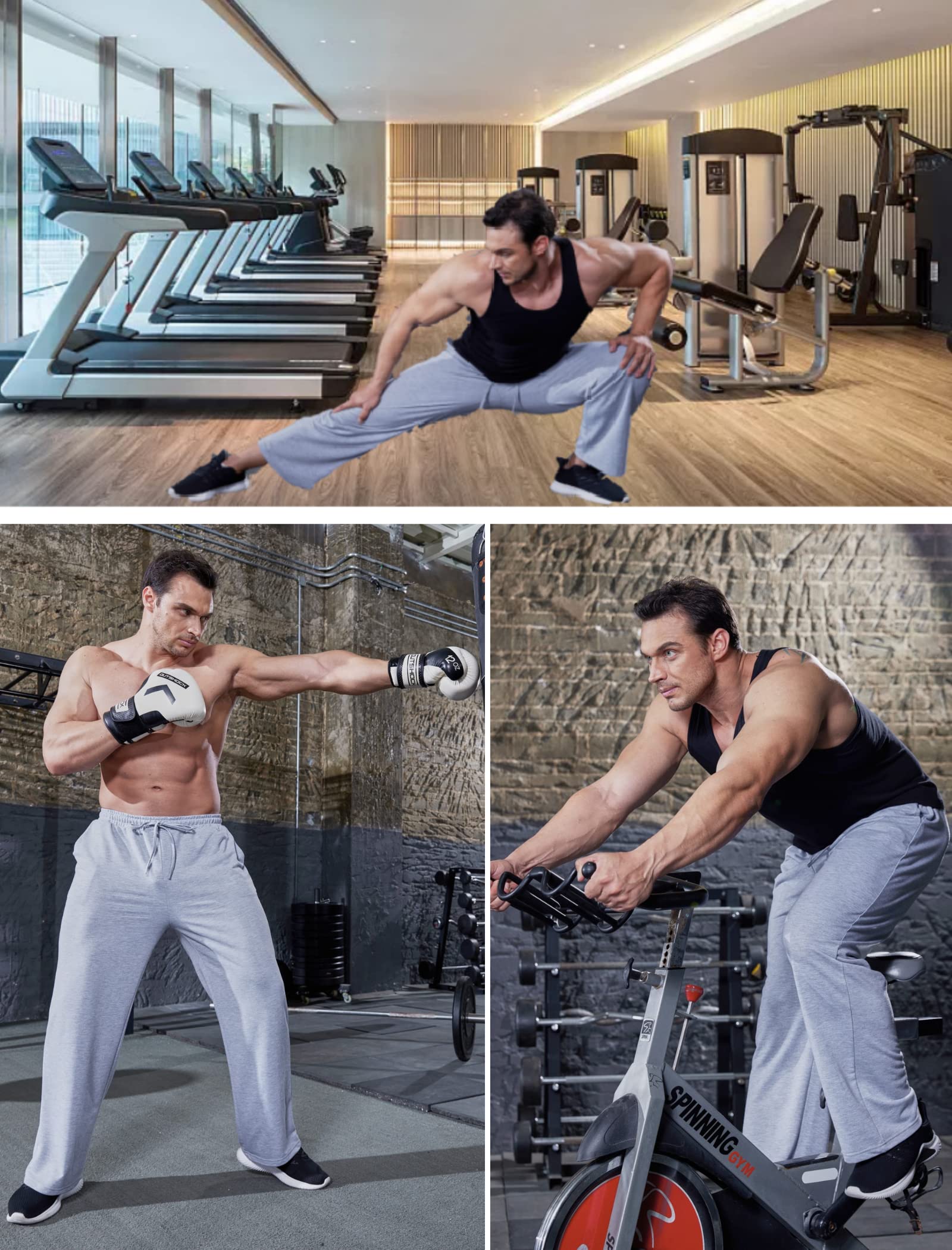 Deyeek Mens Lightweight Sweatpants Open Bottom Jogging Pants Straight Leg Men's Sweat Pants Gym Workout Grey Sweatpants Men
