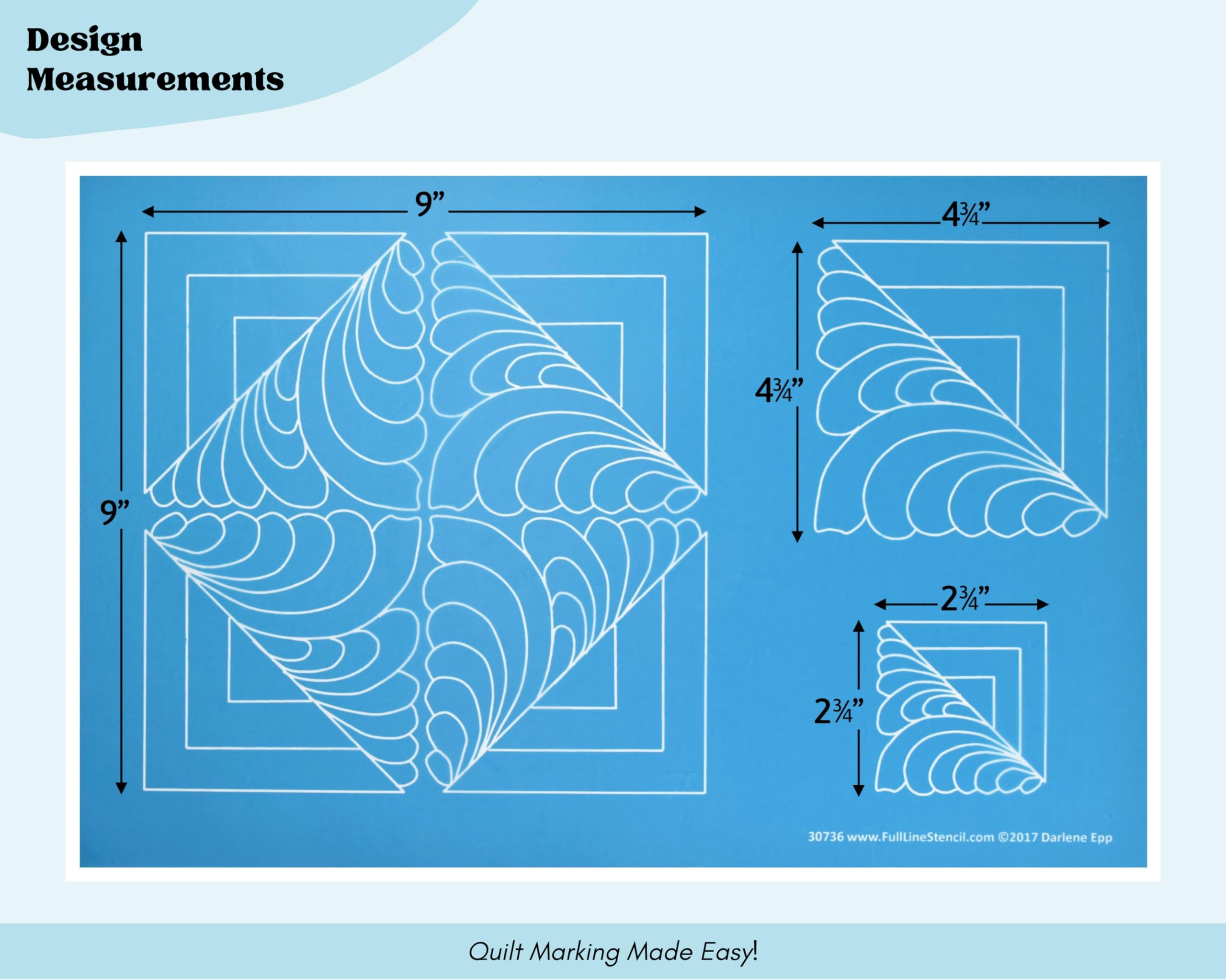 Full Line Stencil - Log Cabin Feather/Square Block Motif - Edge to Edge Stencil, Continuous Line Template for Free Motion Quilting, Domestic Machine, Hand or Long-Arm Quilting (30736)