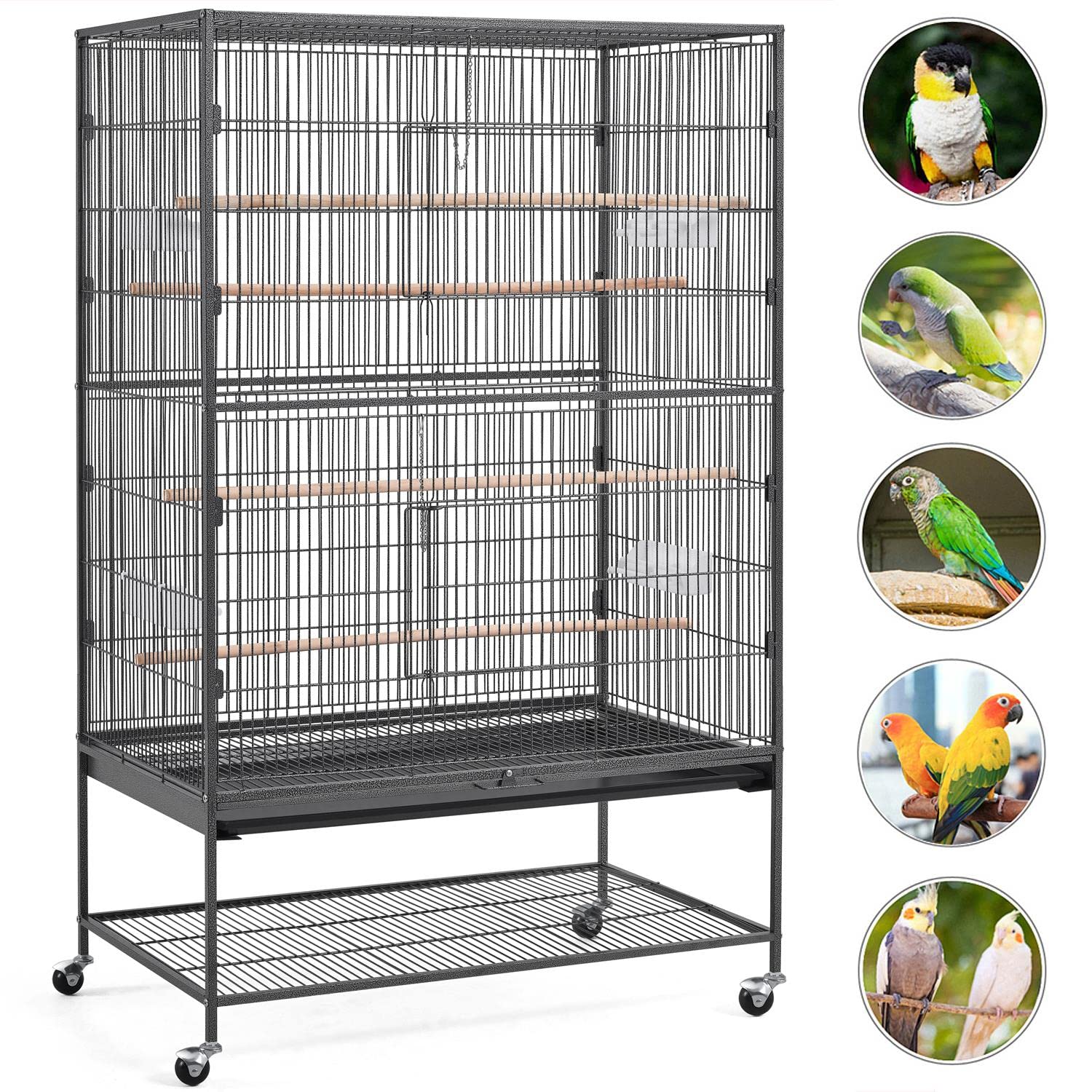 Yaheetech 60.5inch Extra Large Bird Cage Metal Parrot Cage Flight Cage for Cockatiels African Grey Quaker Green Cheek Sun Conure Medium Birds Parrots