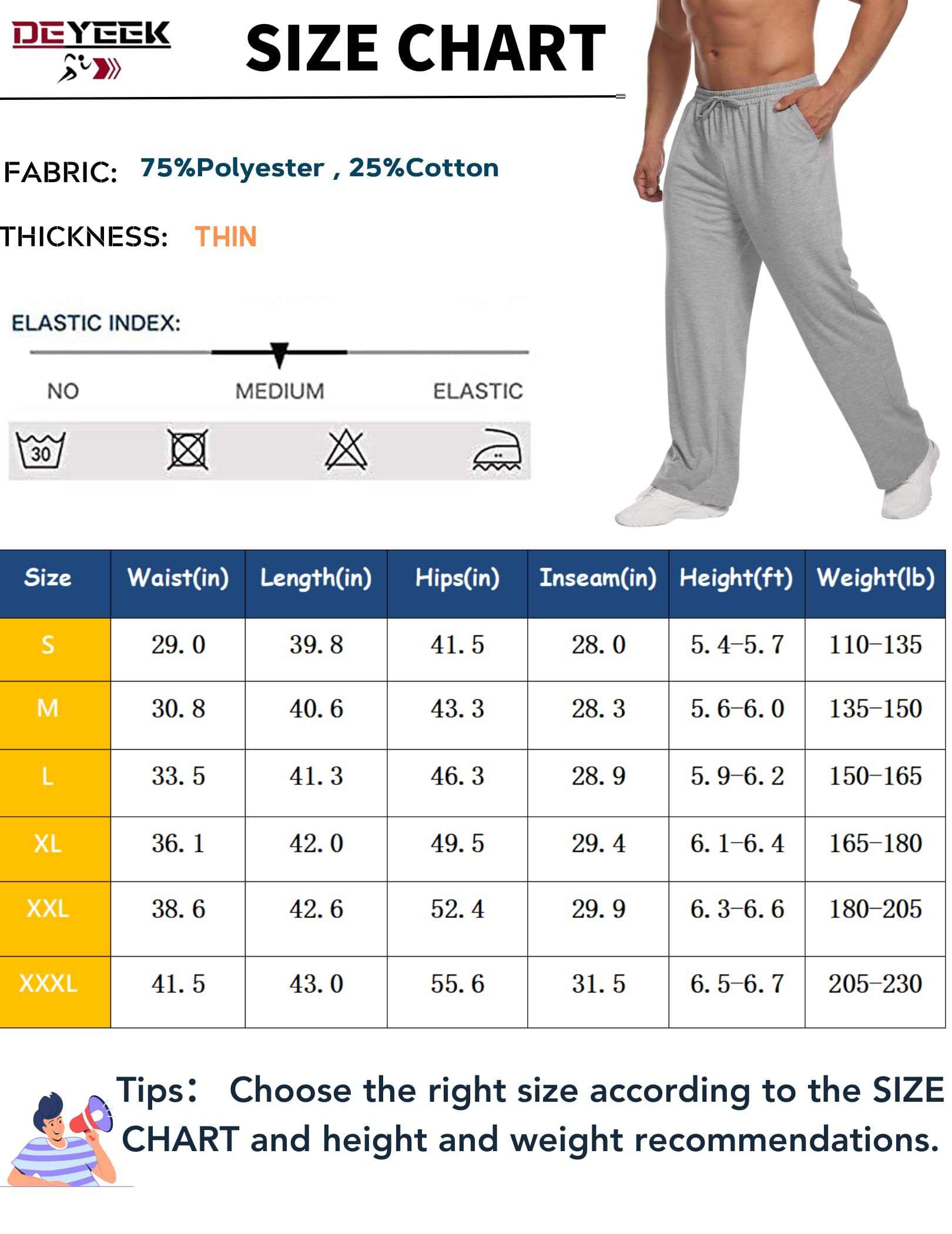 Deyeek Mens Lightweight Sweatpants Open Bottom Jogging Pants Straight Leg Men's Sweat Pants Gym Workout Grey Sweatpants Men